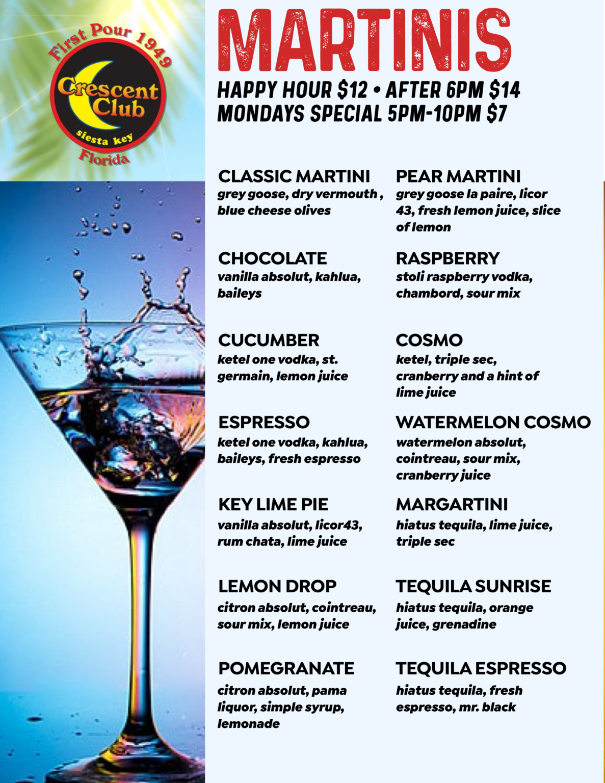 MENUS – Crescent Club